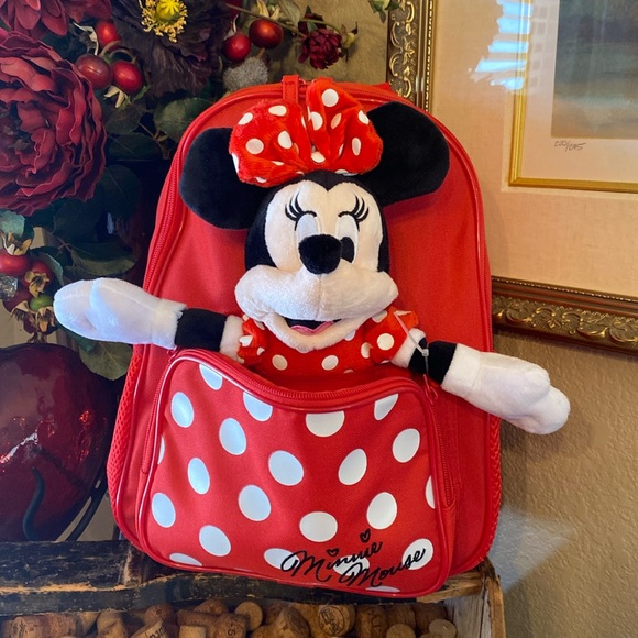 Disney | Bags | Disney Minnie Mouse Backpack With Plush Doll | Poshmark